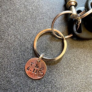 Personalized 1 Year Anniversary Keychain/ 2024 Hand Stamped Penny ...