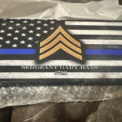Police Sergeant Rank Bars American Flag Thin Blue Line Art Chiseled ...