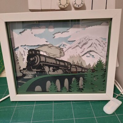 Old Train 1 Shadow Box Files, Paper Cut Light Box Template Files ...