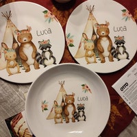 Kindergeschirr, personalisiert, Dschungeltiere, Kinderteller mit Namen, Taufgeschenk, Geschenk ...