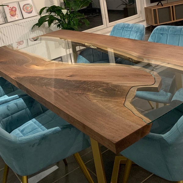 50% OFF SALE- 8ft Long Live Edge Walnut Dining Table With Your Choice ...