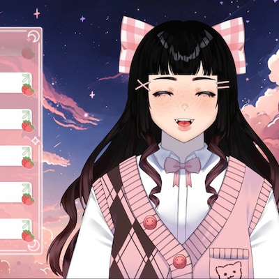 Cute Frog Overlay Animated Stream Overlay Vtuber Twitch Package Soft ...