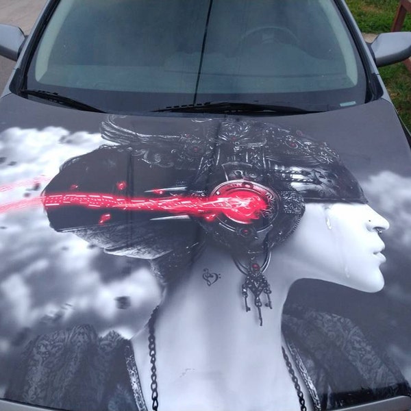 Abstract Girl Car Hood Wrap, Car Hood Decal, Car Hood Sticker, Hood ...