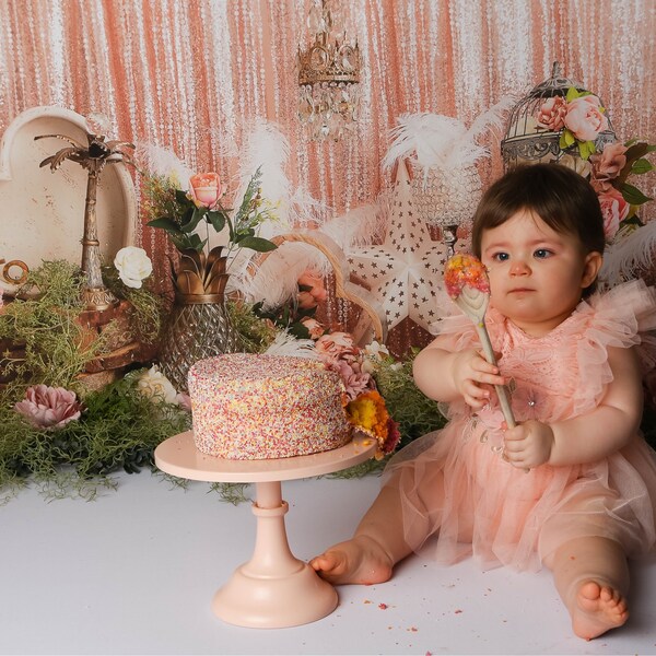 Baby Girl Photo Prop Outfit in Peach Color With Headband, First ...