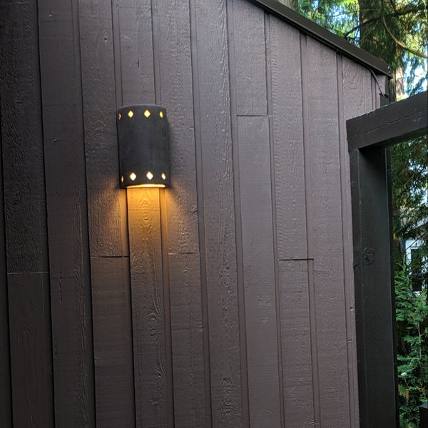 Ceramic Outdoor Wall Sconce – Diamonds Cutout Patio Light - Etsy