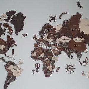 Light Wallnut Wall Map Handcrafted Designer's Home Decor - Etsy