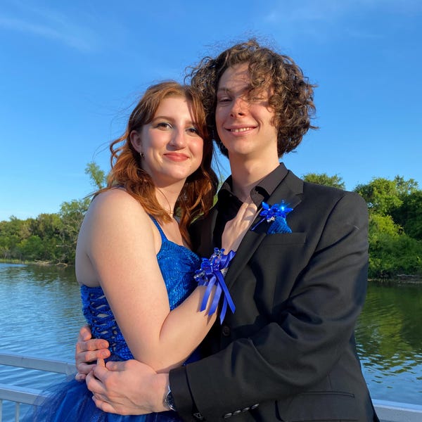 Cordelia Wrist Corsage in Royal Blue and Soft Iridescence With ...