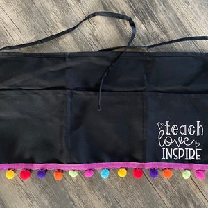 Teach Love Inspire Waist Apron Cute Three-pocket Apron for Teachers ...