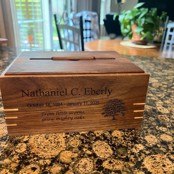 Custom Wood Hinge Box, Engraved Valet Box, Walnut Keepsake Box, Wood ...