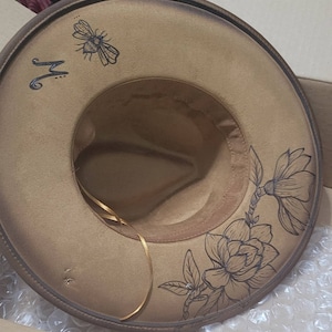 Tyler Childers Custom Hand Burned Wide Brim Fedora Hat Floral, Flowers ...