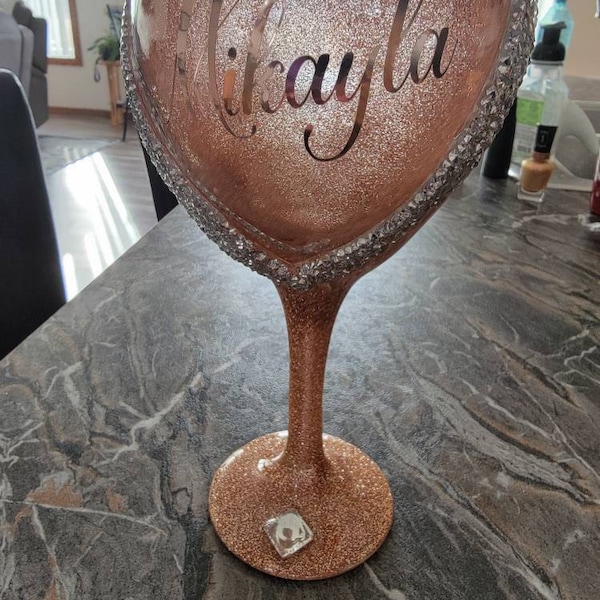 Personalized, Glitter, Rhinestone, Wine Glasses,smooth Finish ...