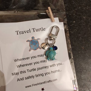 Turtle Keychain, Turtle Keyring, Personalised Gift, Travel Turtle ...