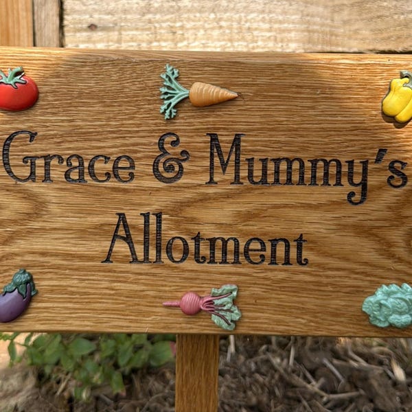 Personalized Solid Oak Allotment Sign: Vegetable Garden Decor - Etsy