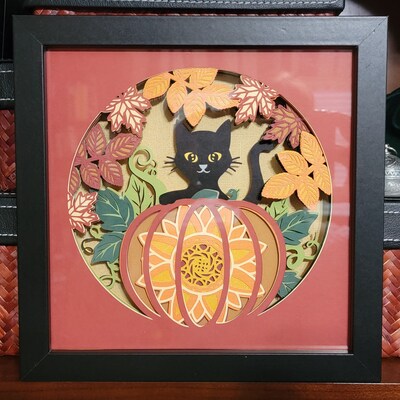 Fall Cat Shadow Box Svg, Fall Shadow Box Svg, Fall Shadow Box, Cat Svg ...