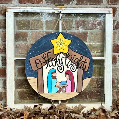 Door Hanger Template oh Holy Night Nativity - Etsy