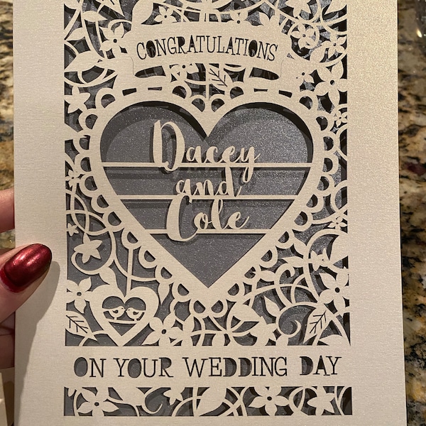 Personalised Papercut on Your Wedding Day Card, Laser Cut Wedding Card ...