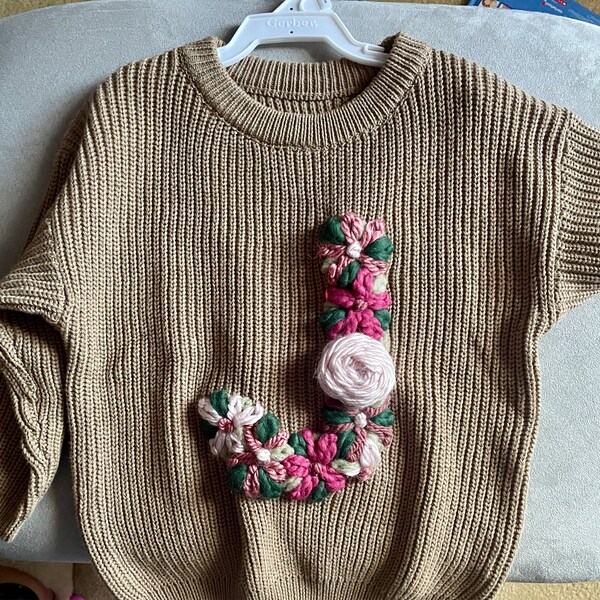 Adult Hand Embroidered Knit Sweater, Custom Sweater, Personalized Women ...