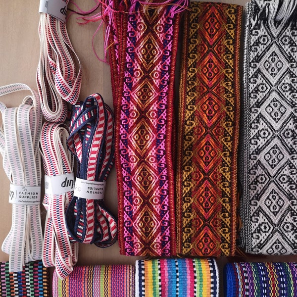 Woven Ribbon Trim 2 1/3 Inch Width (6cm), Sturdy Multicolor Ethnic Trim ...