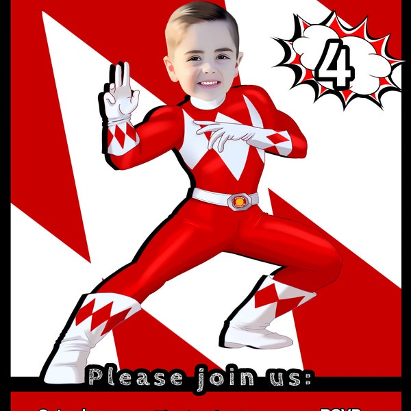 Pink Power Ranger Birthday Invitation, Printable Birthday Invitation ...