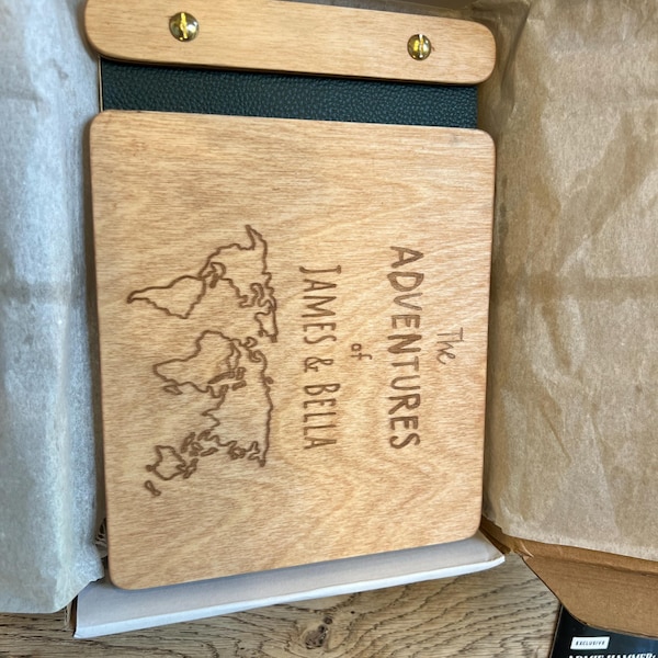 Leather Personalized Adventure Book for Couple, Honeymoon Memory Book ...