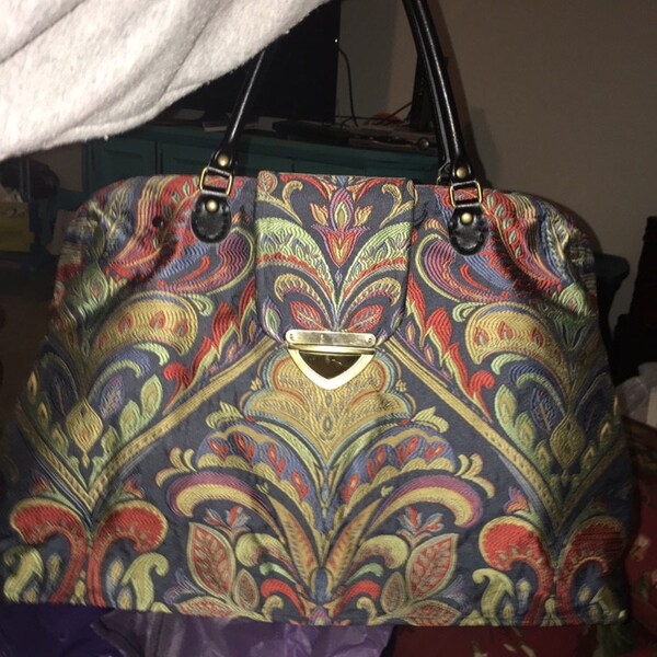 Weekender Bag, Carpet Bag, Rose Tapestry Bag, Mary Poppins Style Carpet ...
