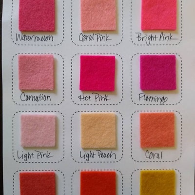 100% Wool Felt, Sampler, Swatches, CHOOSE TWELVE COLORS, Your Choice ...