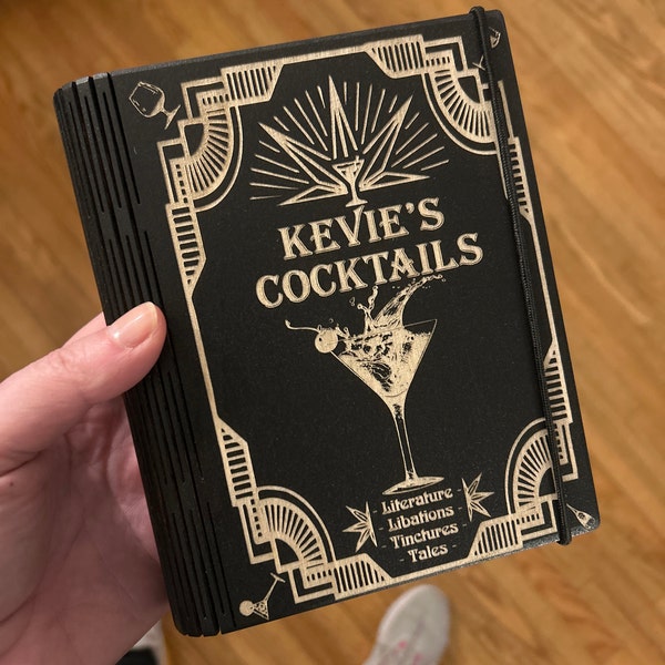 Custom Wooden Cocktail Recipe Book Eco Friendly Cooking Gift Recipe ...