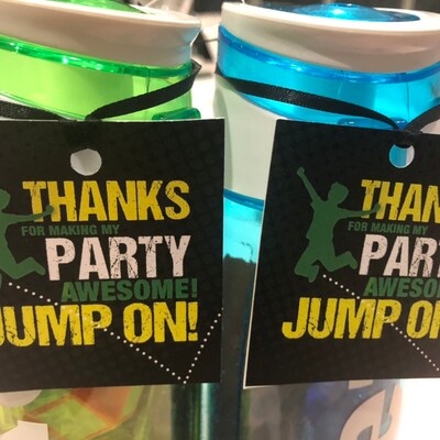 Jump Printable Party Favor Gift Tag, Jumping Party, Trampoline Party ...