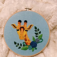 Buy Giraffe Beginner Hand Embroidery Pattern, DIY Animal Hoop Art ...