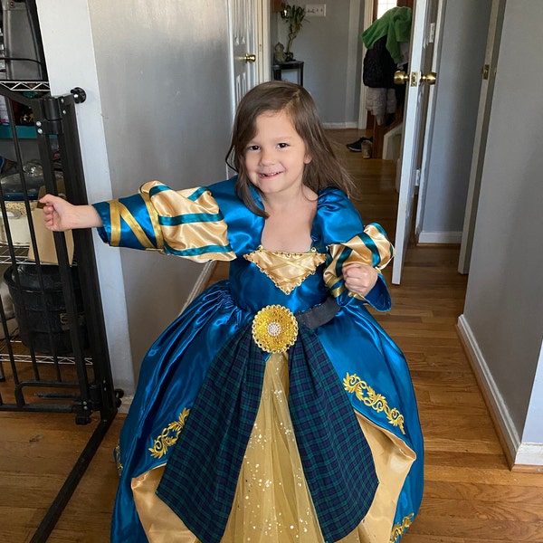 Luxury Merida Brave Inspired Tutu Dress Teal Gold Red Haired Princess ...