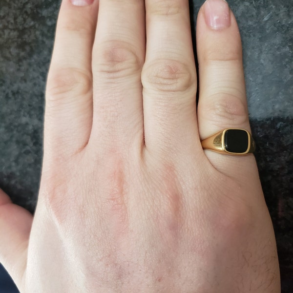 Signet Ring Obsidian and Gold Vermeil - Etsy