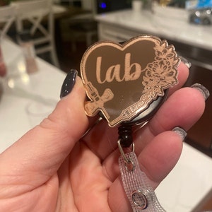 Lab Badge Reel, Phlebotomy Badge Reel, Laboratory Badge, Rose Gold ...