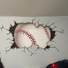 Baseball Breaking Through, Bursting, Shattering the Wall Decal for Boys ...