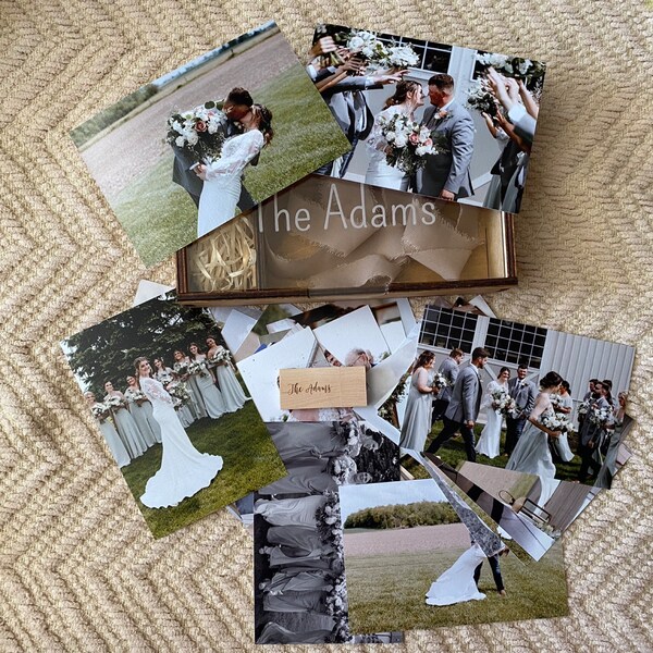 Wooden Photo Box for 4x6 Photo and USB Flash Drive, Wedding Photo Box ...