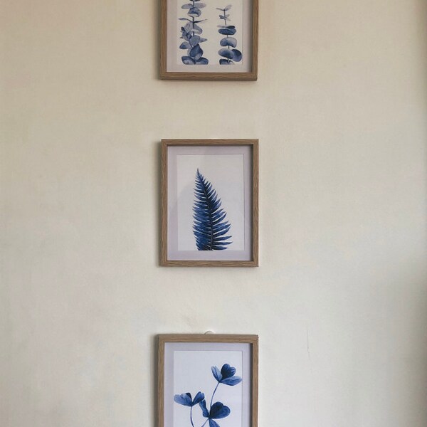 Navy Blue Clover, Eucalyptus and Fern Poster/prints, Set of 3 Prints ...