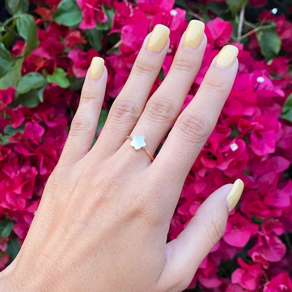 Flower Ring, 14k Solid Gold Ring, Flower Shape Ring, Simple Ring ...