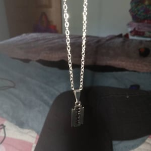 Razor Blade Silver Necklace & Pendent Emo Goth Cool Fashion Rock Tattoo ...