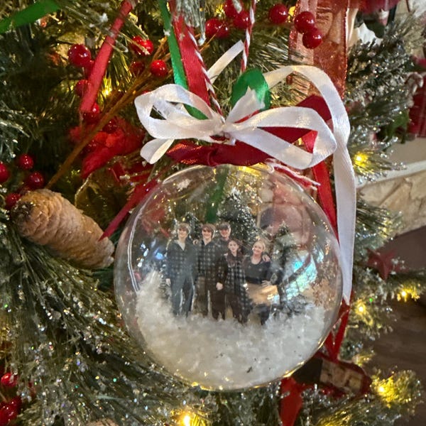 Custom Family Photo Acrylic Snow Globe Ornament, Personalized Photo ...
