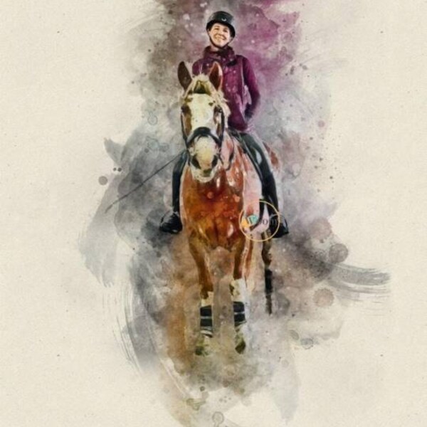Custom Horse Watercolour Custom Drawing Horse Portrait From Photo ...