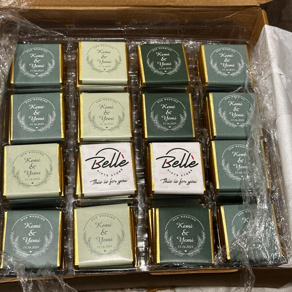 50 Pcs Wedding Chocolate, Wedding Chocolate Favors, Customized ...