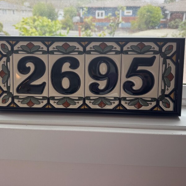 House Numbers Address Tiles Framed Set Custom Address Tiles Sign Hand ...
