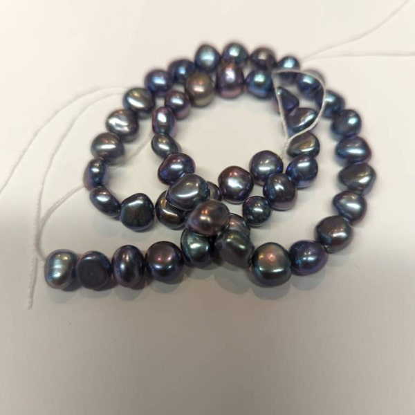8-9mmx9-10mm Black Pearl Strand,baroque Pearls,freshwater Irregular ...
