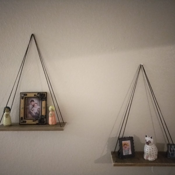 Swing Shelf Reclaimed Wood Shelf Wood and Leather Urban Shelf Simple ...