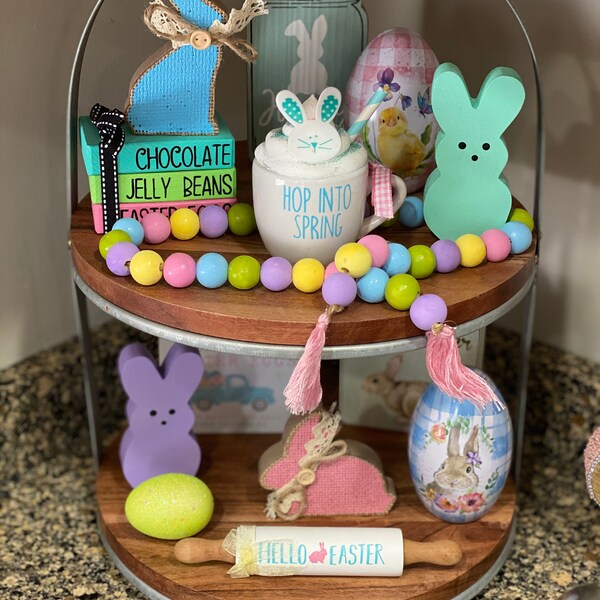 Easter Peep Glitter Bunny Wood Spring Decor Marshmallow Peep Easter ...