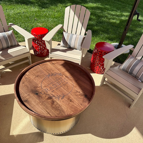 Extra Large Round Wood Tray / Black Walnut / Circle Coffee Table ...