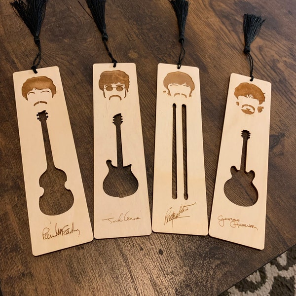 The Beatles Bookmark Set: Engraved Birch Wood, Personalized Tassel - Etsy