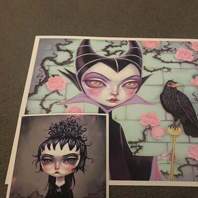 Maleficent Art Print Pop Surrealism, Big Eyes, Painting 8x8 - Etsy