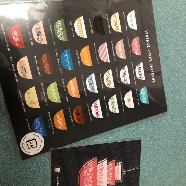 Vintage Pyrex Patterns Chart: Retro Kitchen Wall Art Print - Etsy