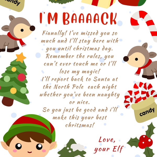 Editable Elf Arrival Letter, I'm Back Elf Letter, Christmas Elf Return ...