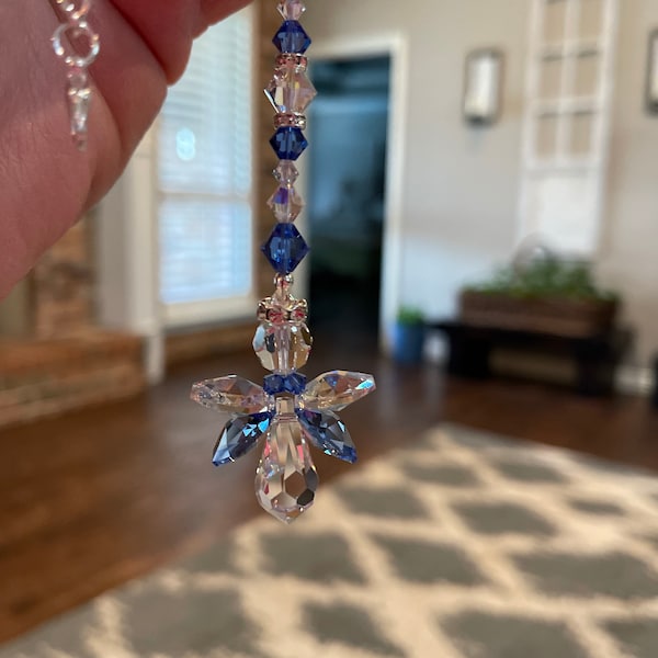 Purple Angel Rear View Mirror Charm, Swarovski Crystal Guardian Angel ...